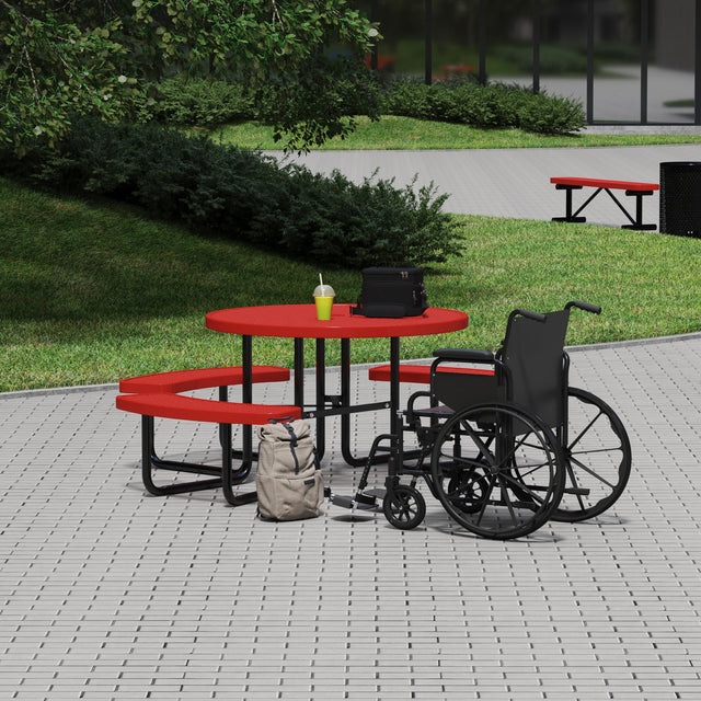 Quick Ship T46ROP-ADA 46" Round Expanded Metal ADA Table – LeisureCraft ...