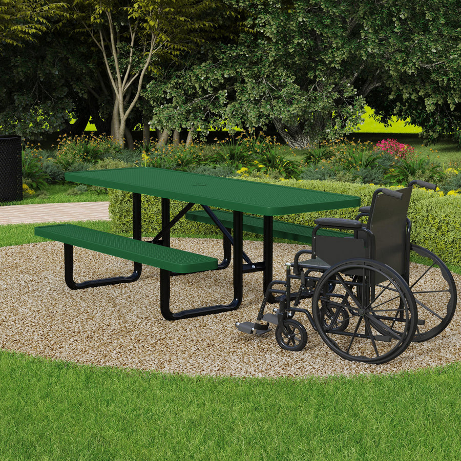 Quick Ship T8XPP-ADA 8 Foot Expanded Metal ADA Picnic Table ...