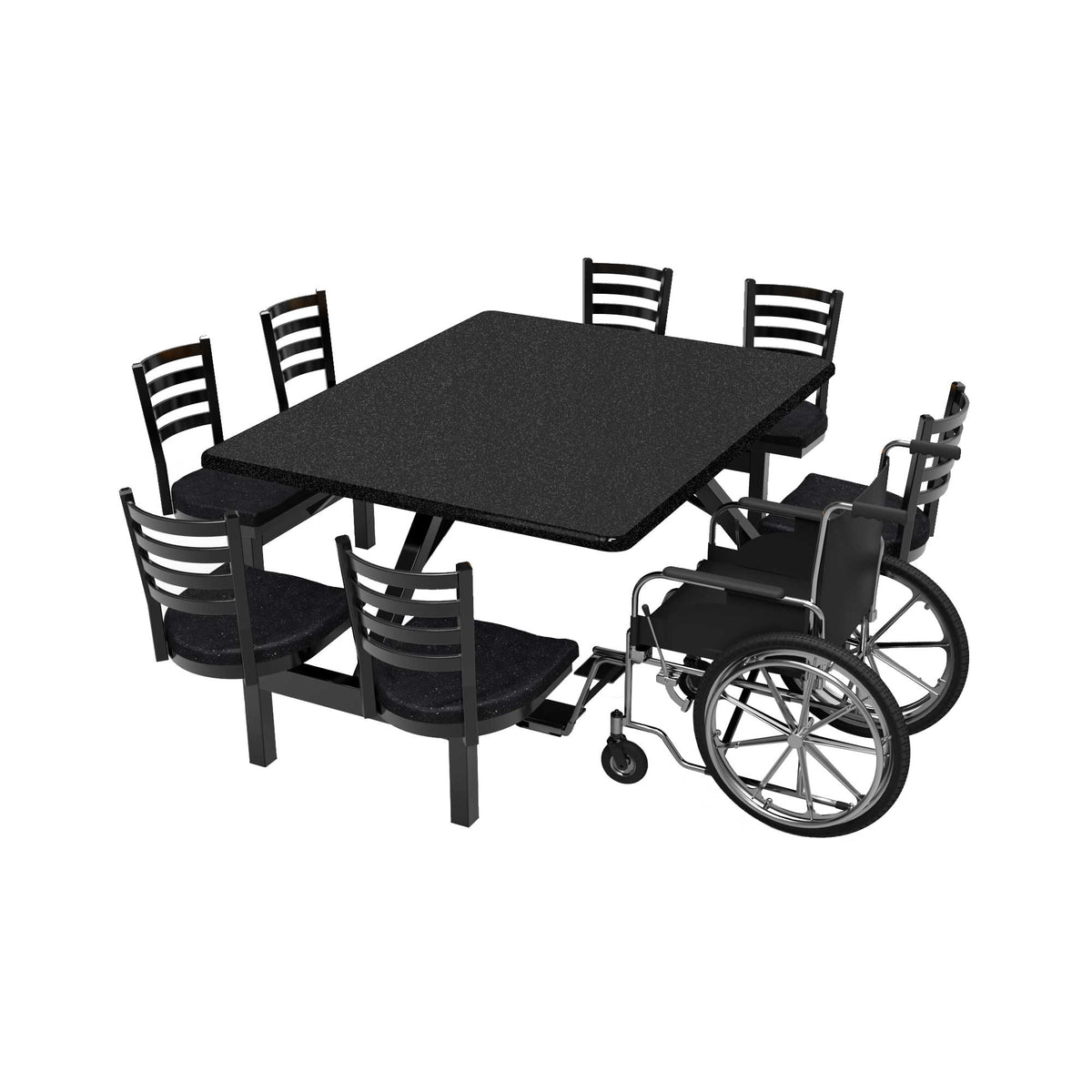 48˝ X 60" Rectangular 7-Seat Covey Corian® Wheelchair Accessible Table ...