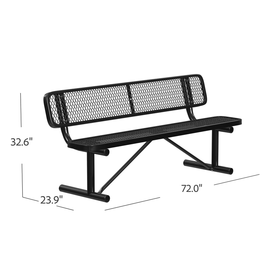 Quick Ship B6WBP 6 Foot Expanded Metal Bench with Back – LeisureCraft ...