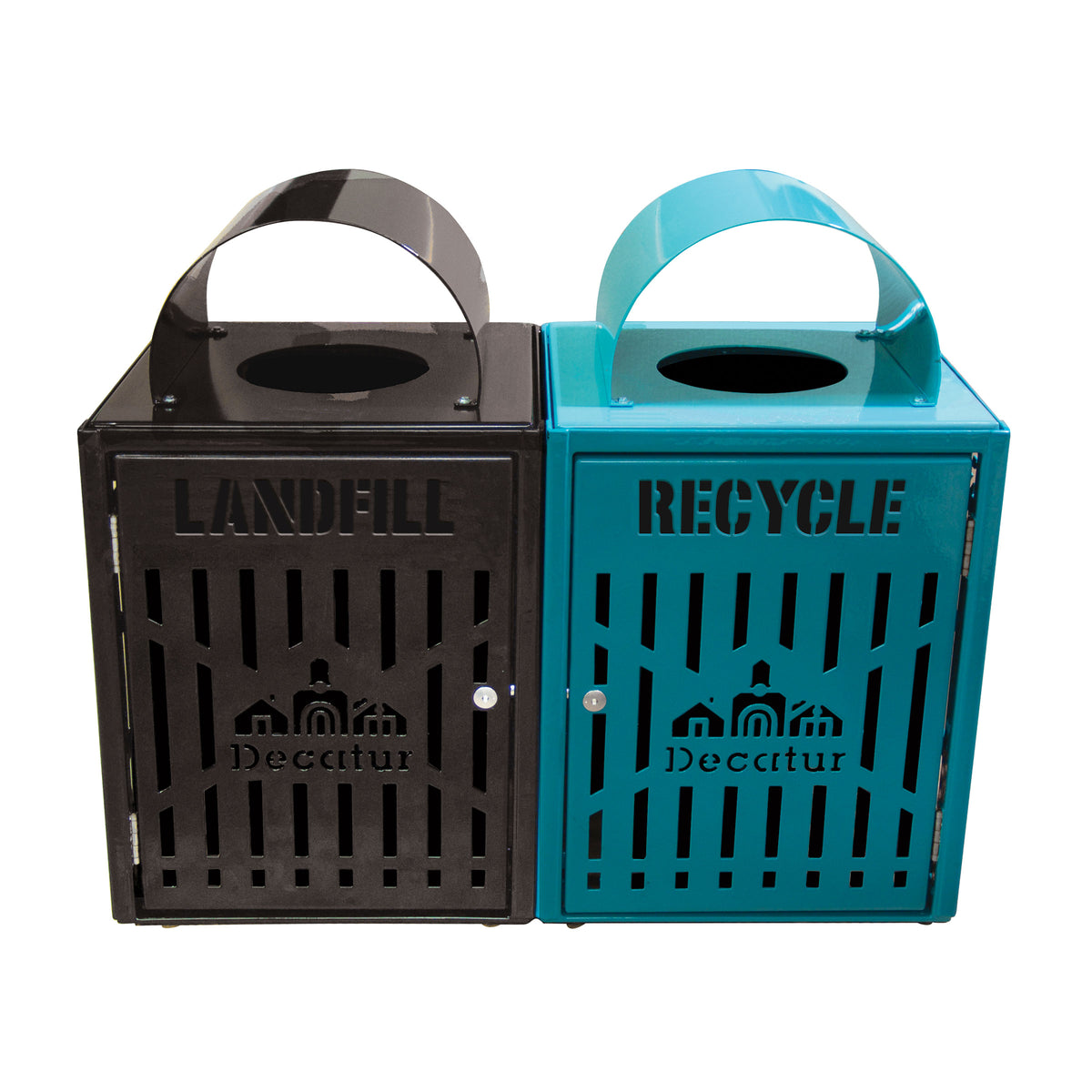32 Gal. Personalized Diamond Trash/Recycling Bins With Doors ...